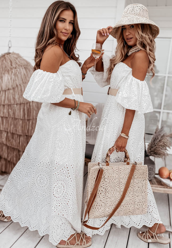 Rochie spaniolă boho ajurată cu curea Essie - Magazin online Andzela