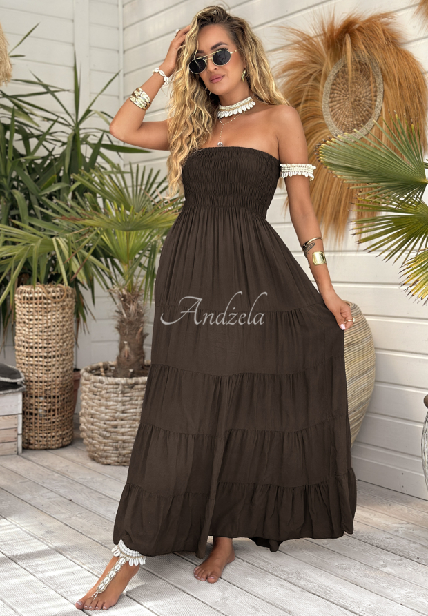 Rochie maxi din viscoză Sunshine Perfection cu volănașe - Magazin ...