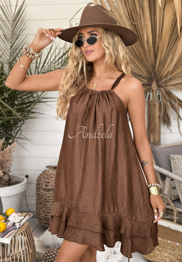 Rochie cu bretele și volănașe Miss Sunny - Magazin online Andzela